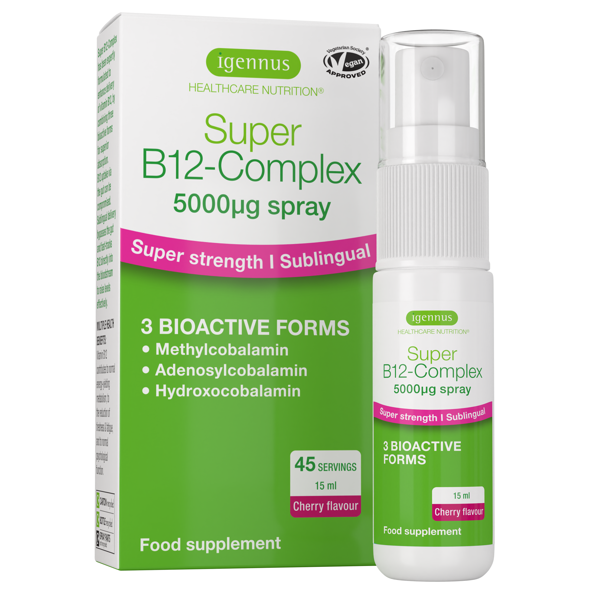 Super B12-Complex 5000mcg Spray, Methylated Vitamin B12 as ...