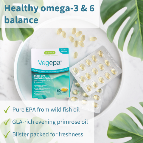 Vegepa fish oil with evening primrose oil | EPA & GLA softgels ...