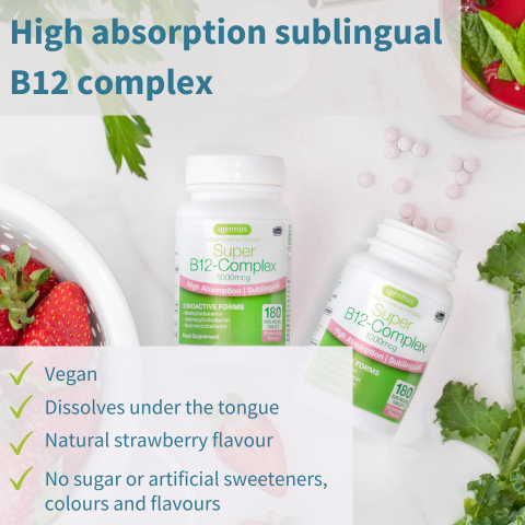 Super B12-Complex 1000mcg, Sublingual Methylated Vitamin B12 Melt ...