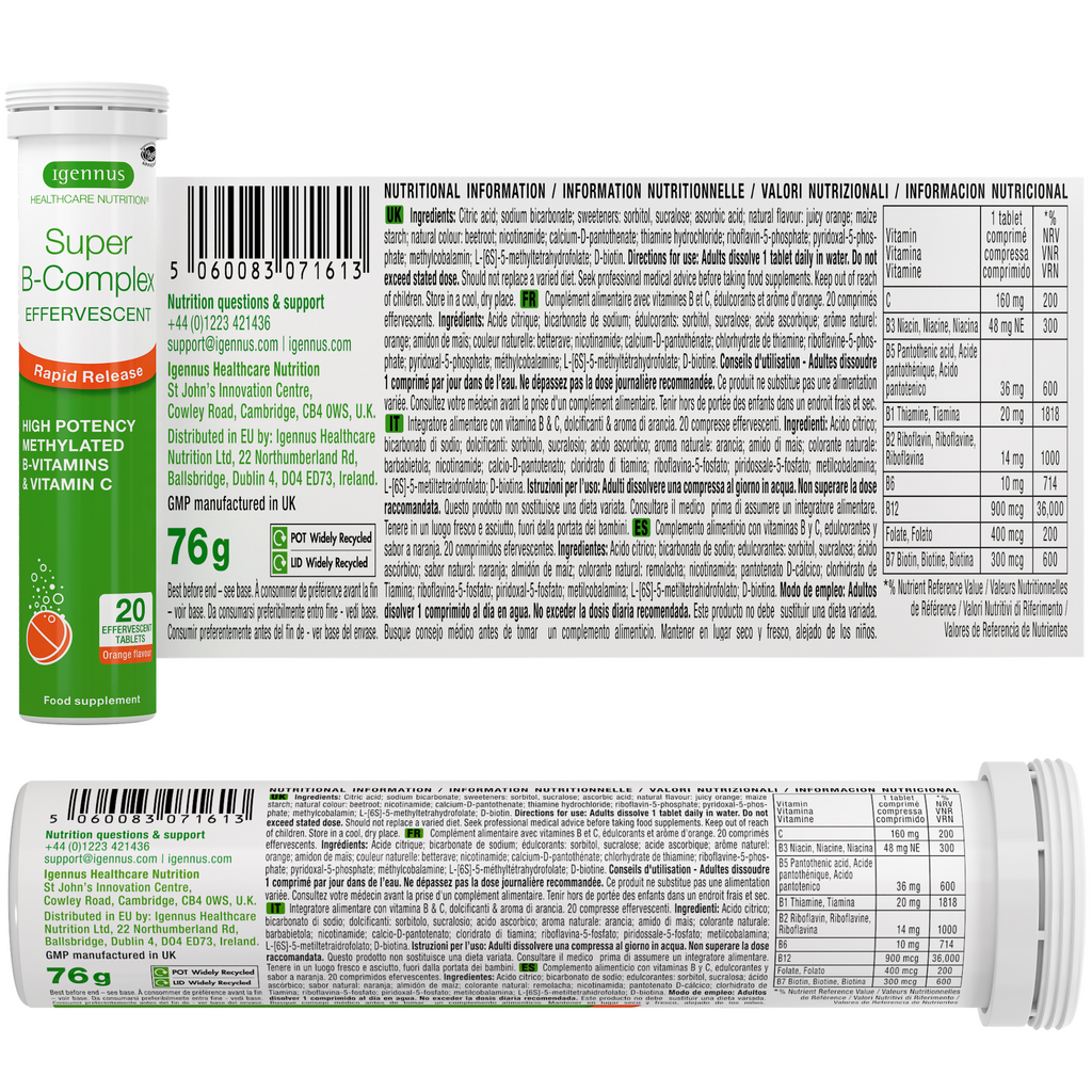 Methylated Super B-Complex, High Absorption B-Vitamin Supplement with ...
