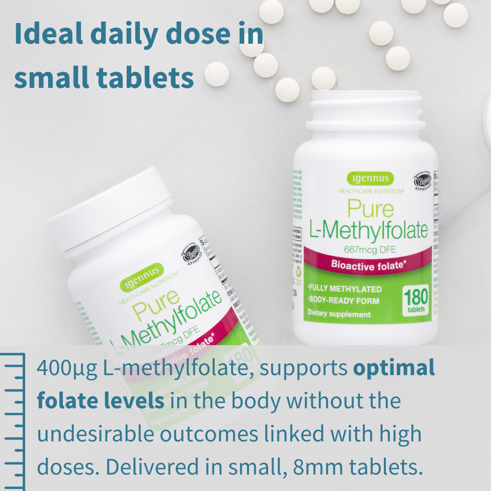 Pure L-Methylfolate 400mcg, Vegan & Clean Label, Methylated Folate, 180 ...