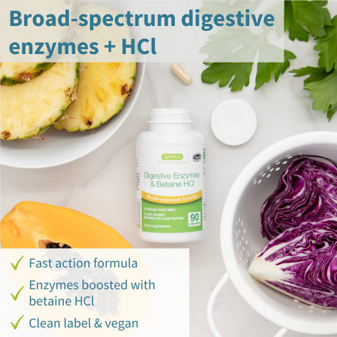 Digestive Enzymes & Betaine HCl, Broad Spectrum Enzymes with Protease ...